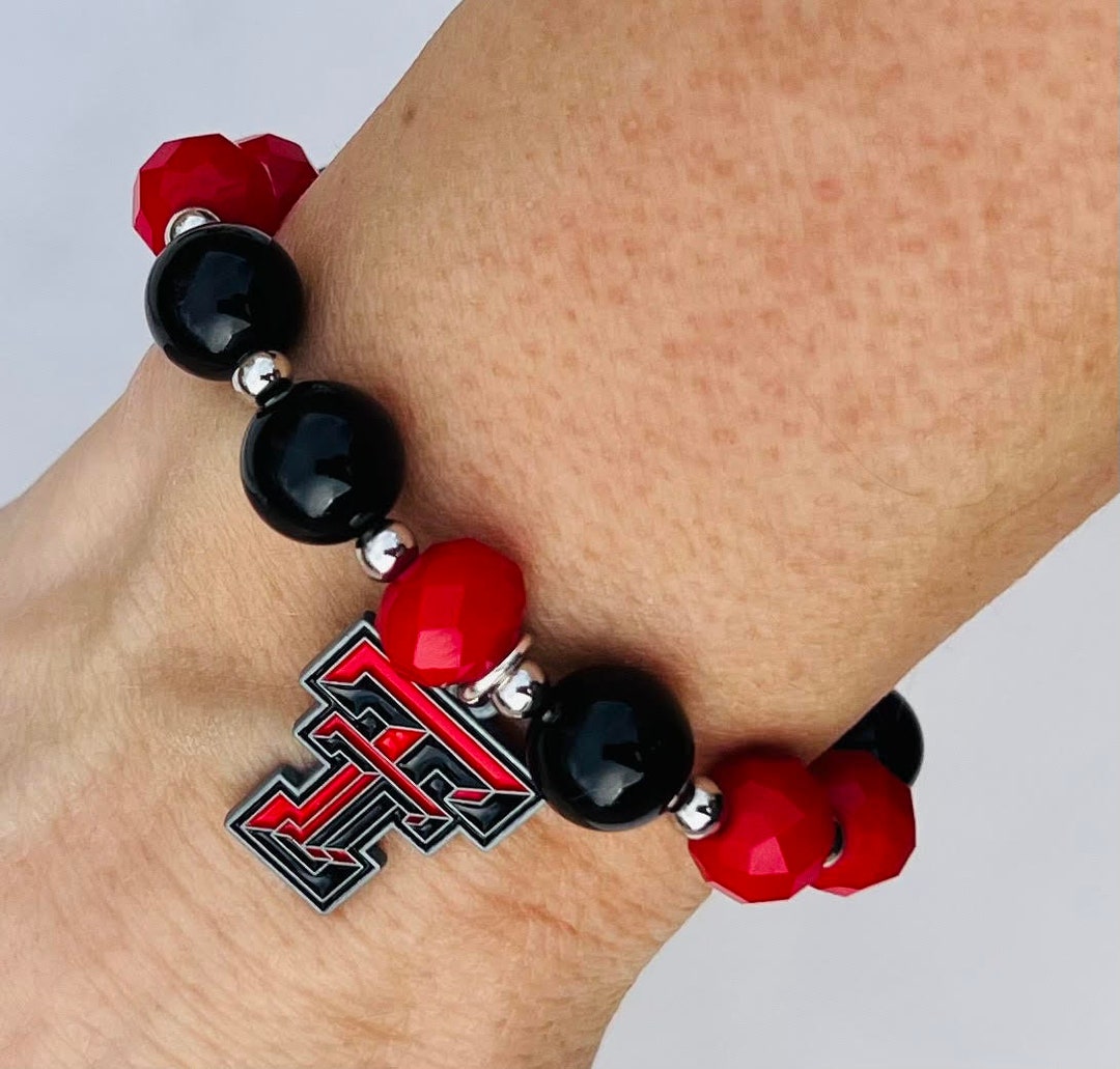 Women's Texas Tech Charm Bracelet in Red, Black and Silver, Handmade ...