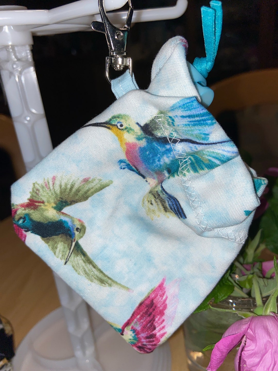 Hummingbirds in Flight Gift Card Holder / Drawstring Cotton Pouch Purse ...