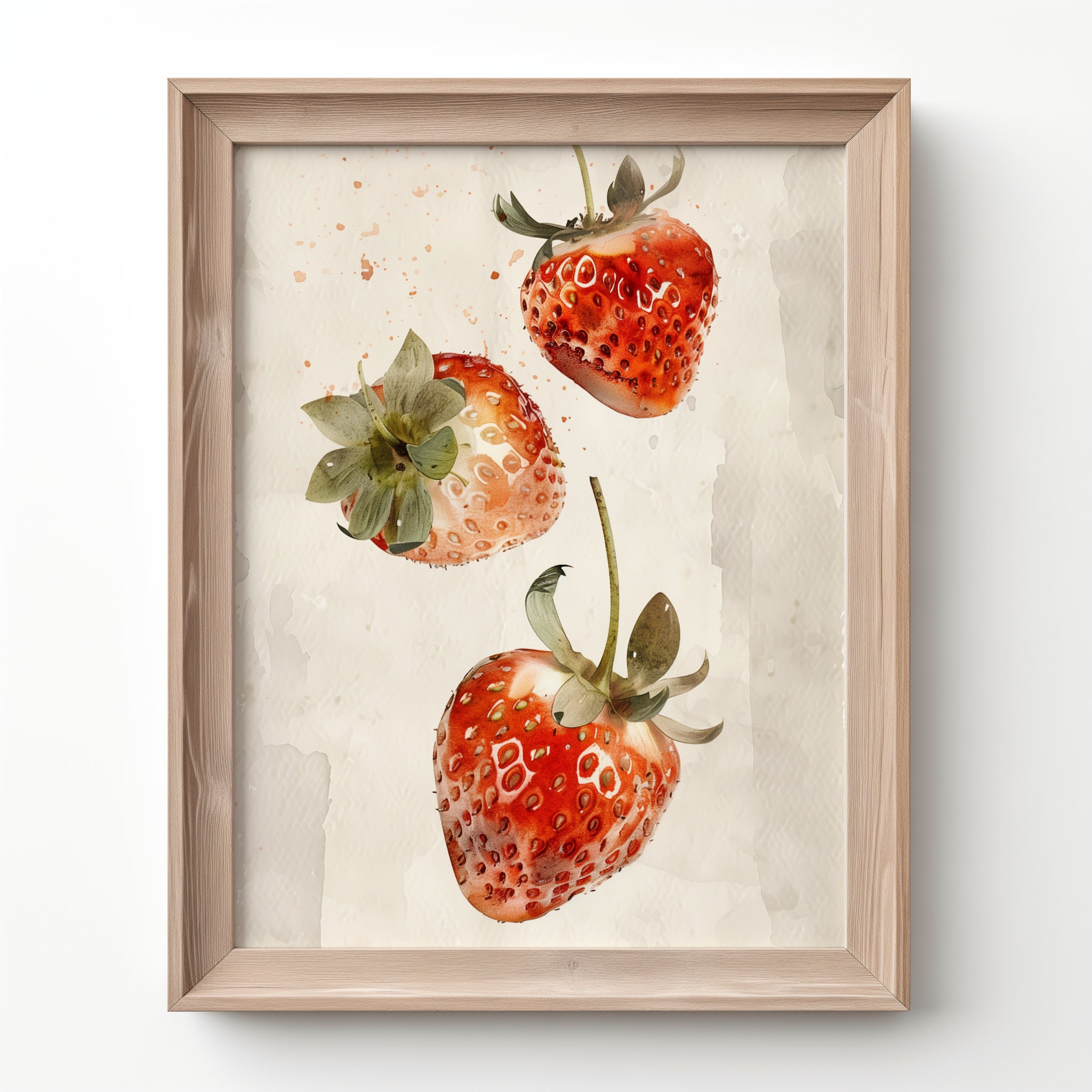 Strawberry Digital Art, Strawberry Print, Strawberry Wall Art, Red ...