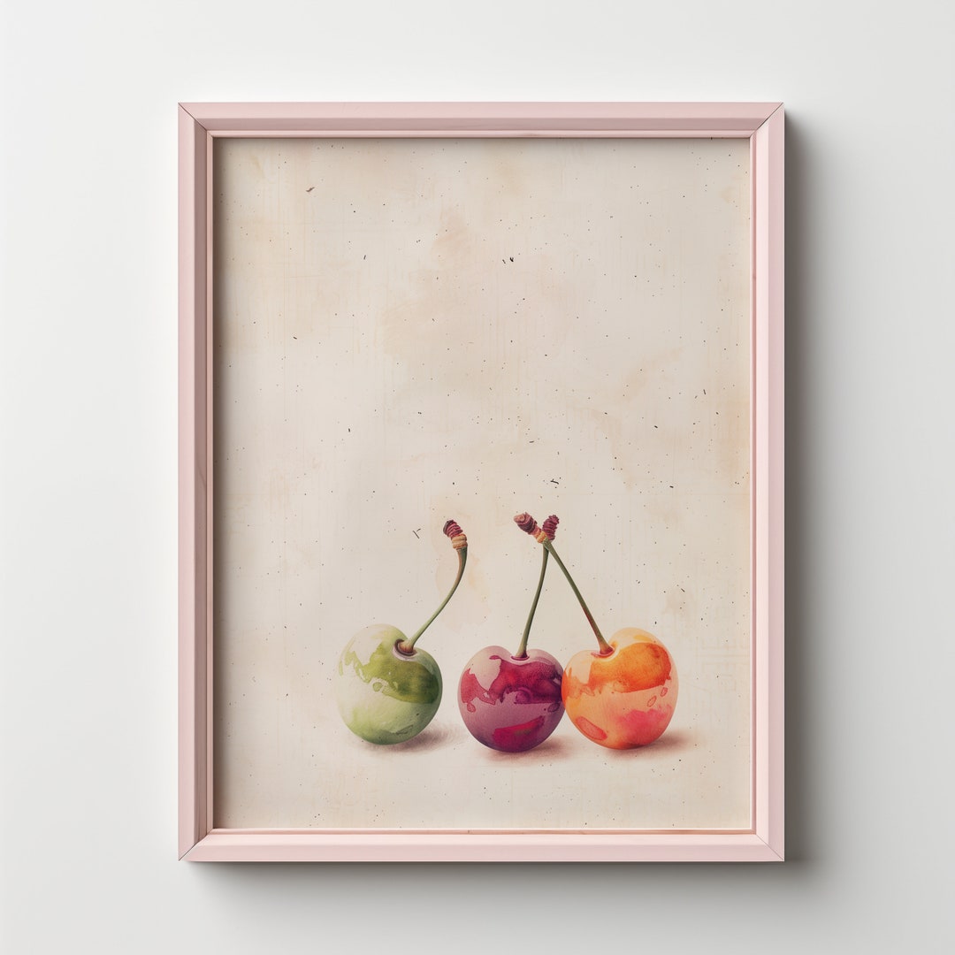 Cherry Digital Art, Cherry Print, Cherry Wall Art, Red Cherries ...