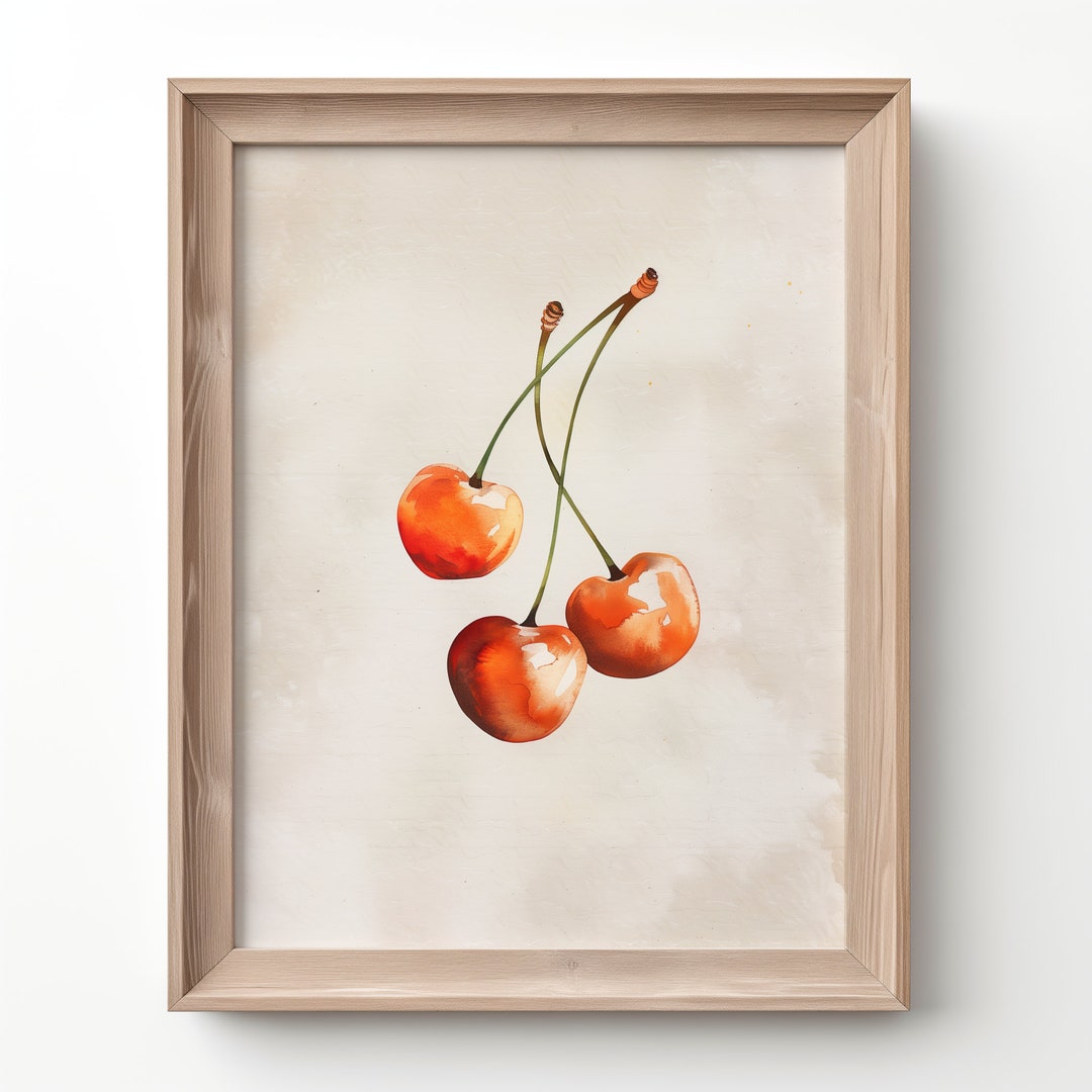 Red Cherries Art, Cherry Digital Art, Cherry Print, Cherry Wall Art ...
