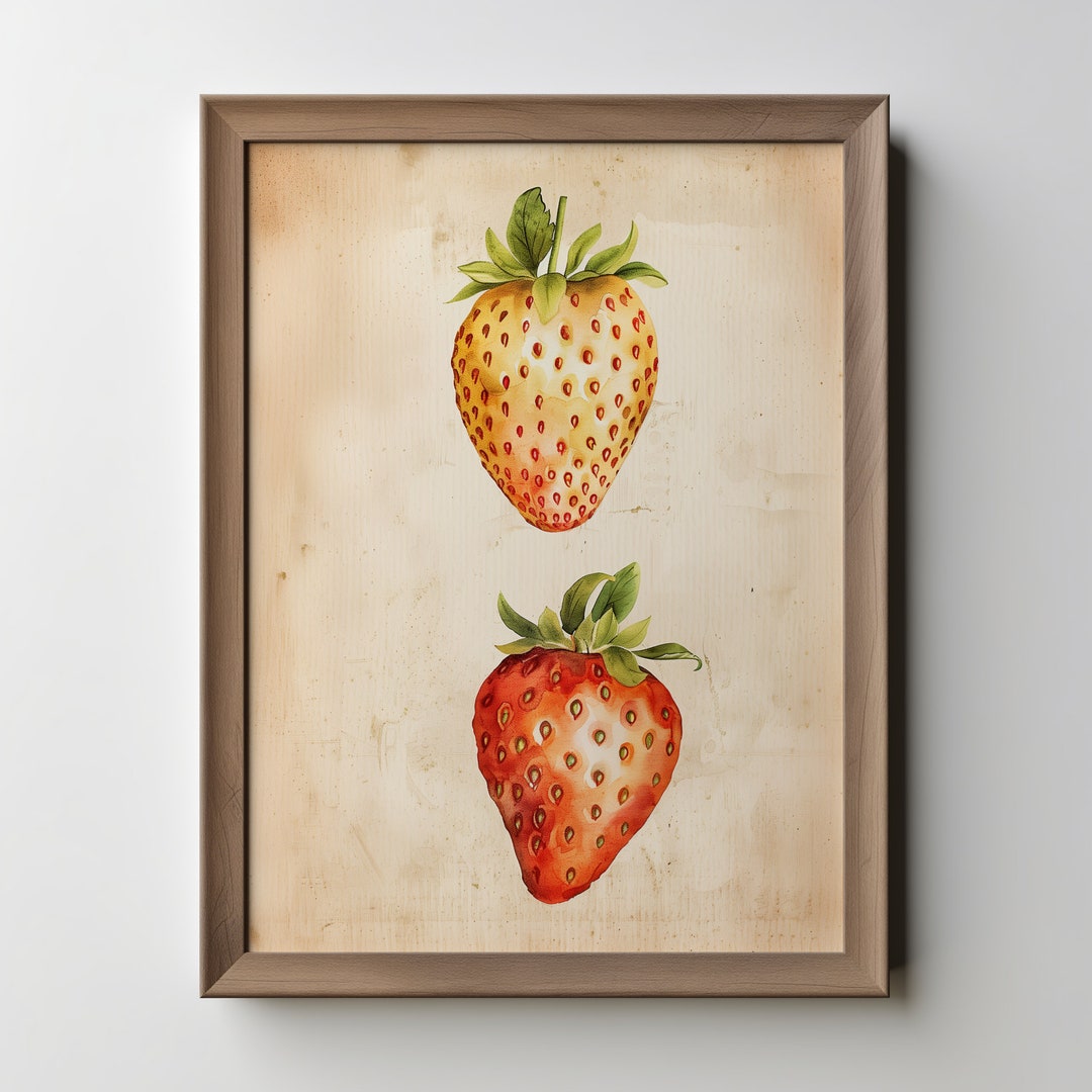 Strawberry Digital Art, Strawberry Print, Strawberry Wall Art, Red ...