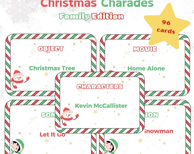 Christmas Charades for Family | Christmas Printable Game | Printable ...