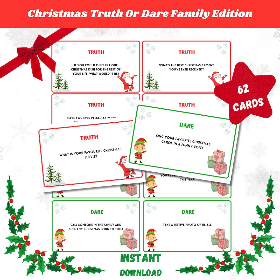 Christmas Truth or Dare Game Family Edition | Fun Holiday Christmas ...