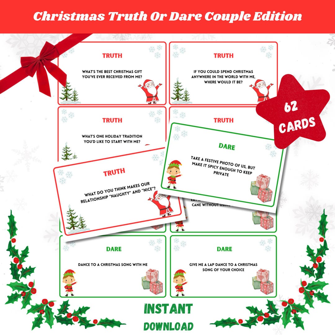 Christmas Truth or Dare Game Couple Edition | Fun Holiday Christmas ...