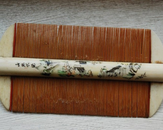 Antique Chinese Hand Painted Ox Bone Hair Comb - Etsy