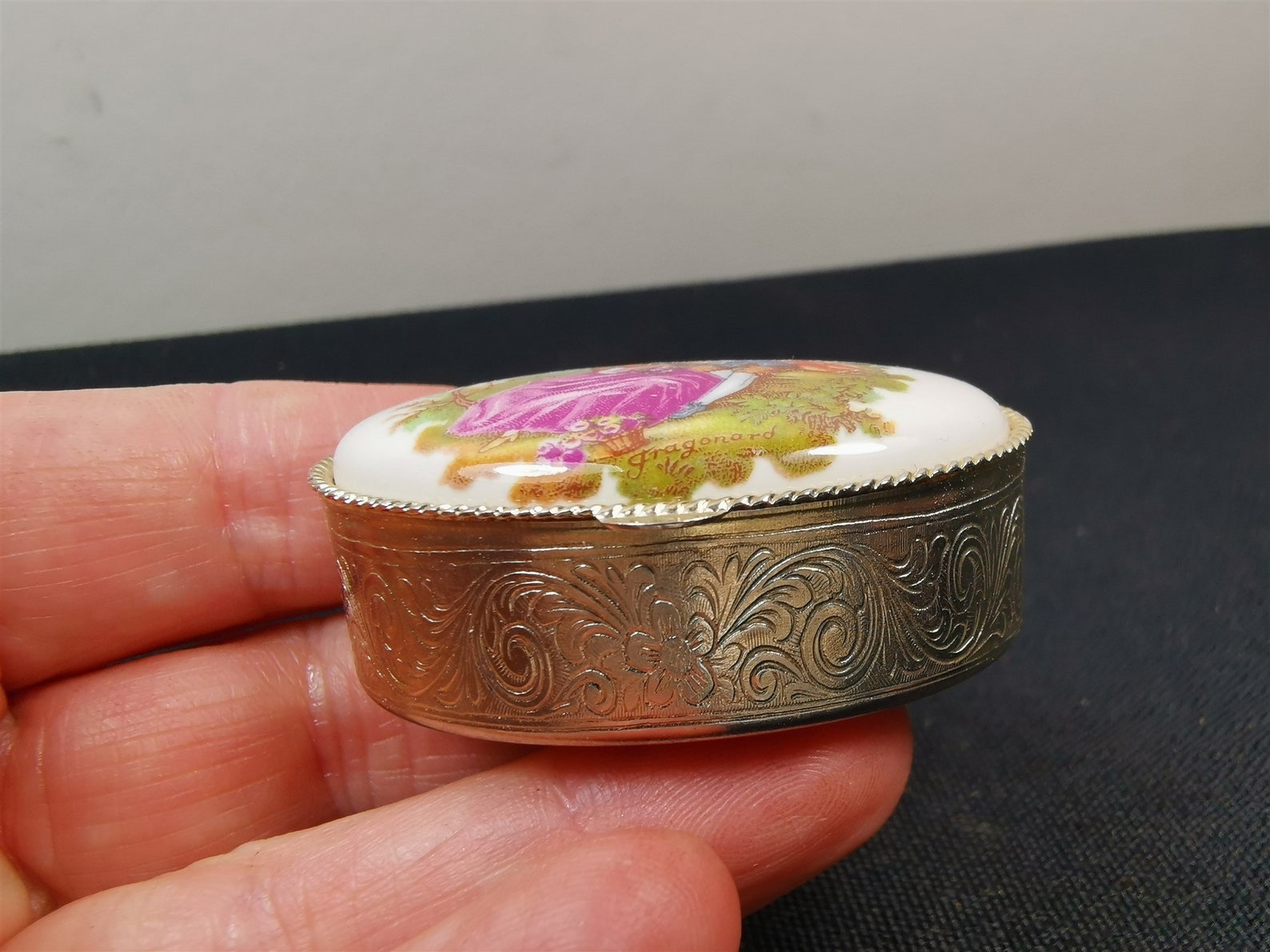 Vintage French Pill Box Ceramic Porcelain and Metal 1950's - Etsy