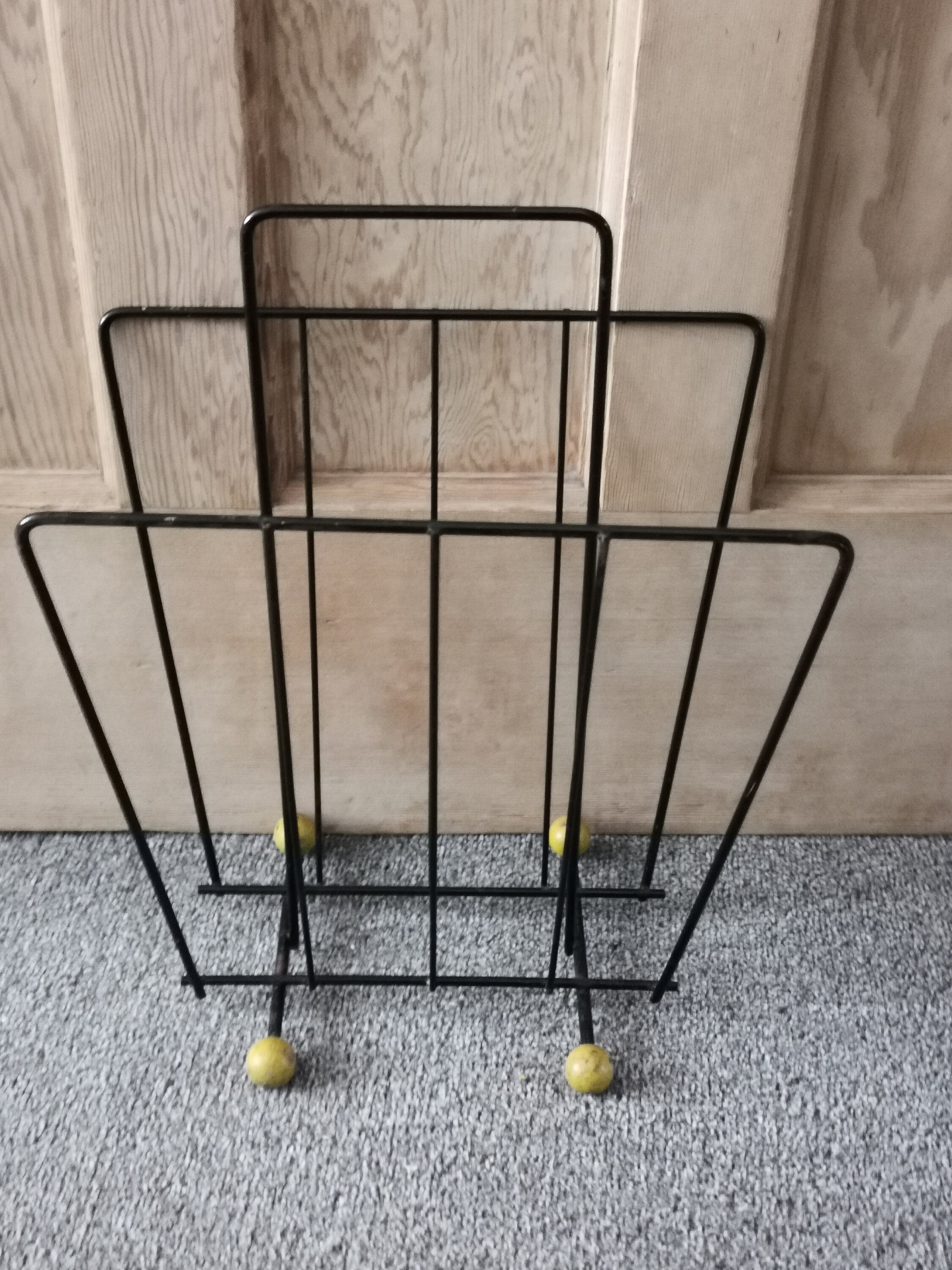 Vintage Wire Magazine Rack Black and Yellow Atomic Modernist | Etsy