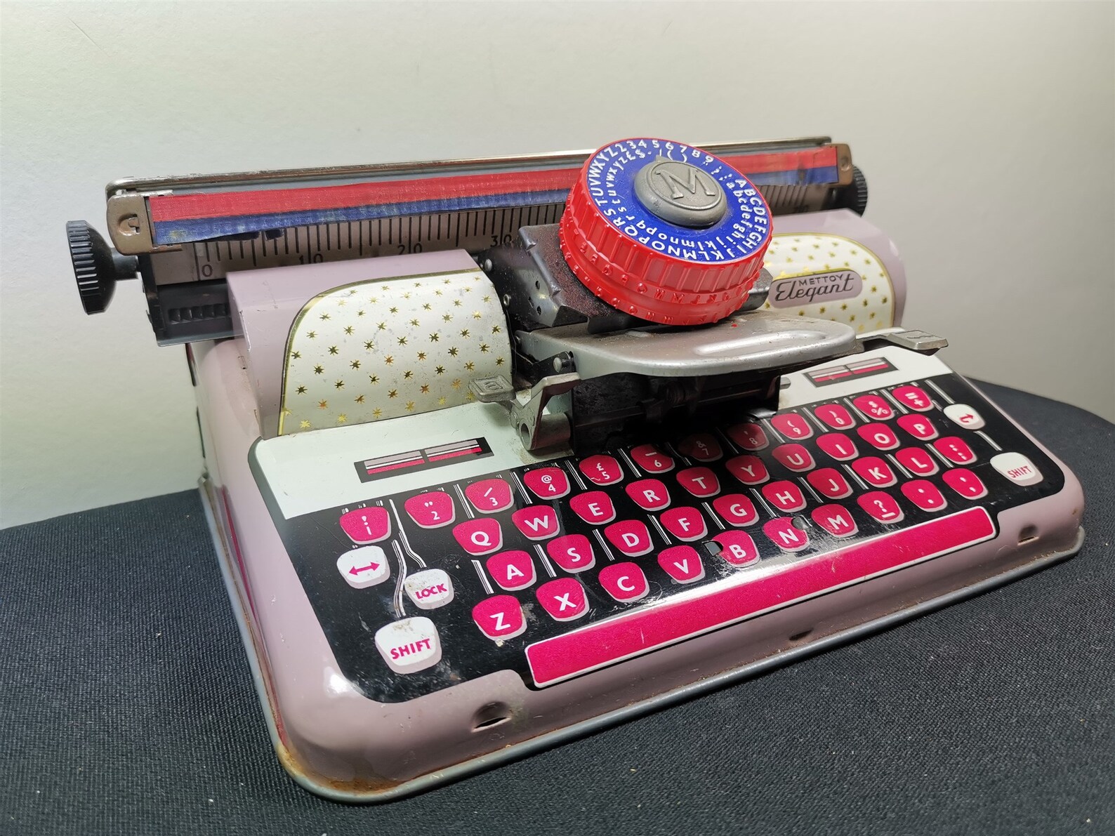 Vintage Tin Toy Typewriter Mettoy Elegant Purple White Pink - Etsy