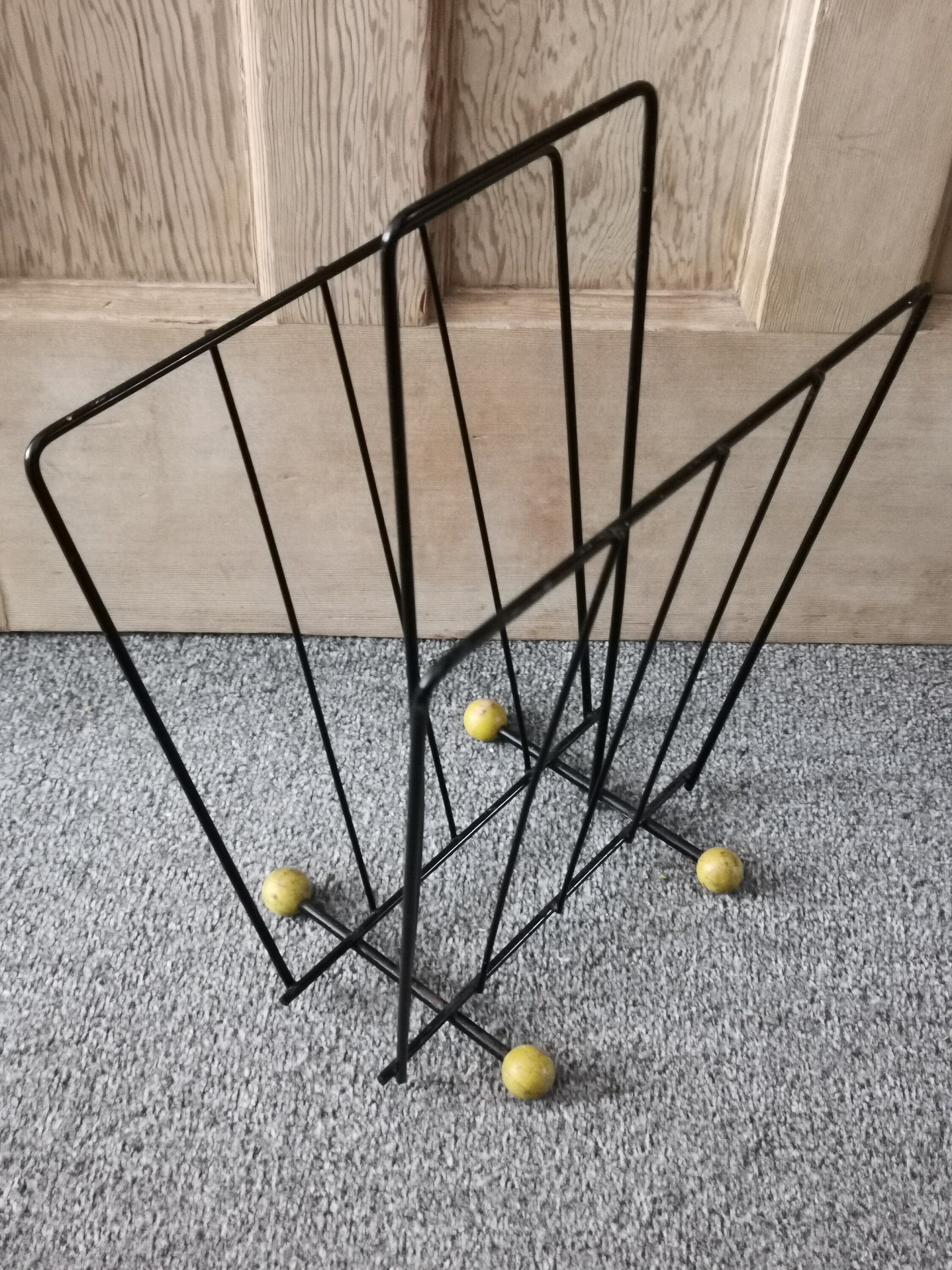 Vintage Wire Magazine Rack Black and Yellow Atomic Modernist | Etsy