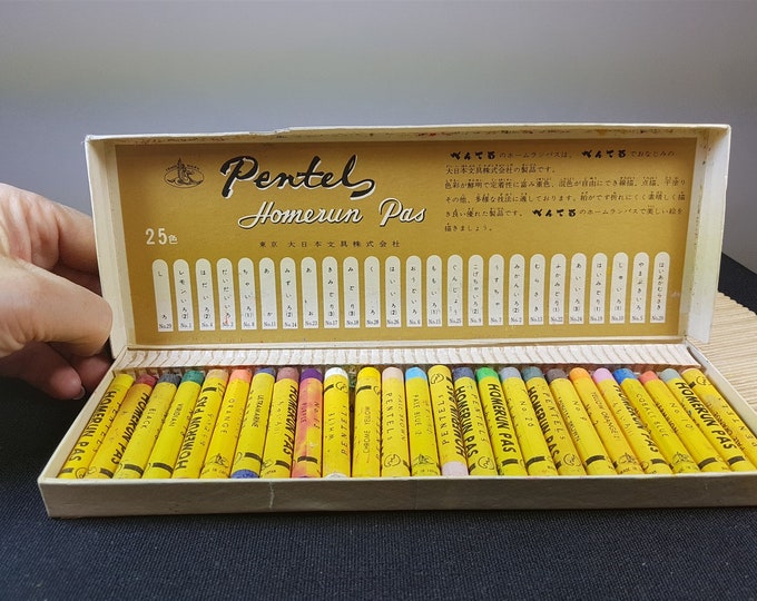 Vintage Japanese Art Pastel Wax Crayons Set Pentel Homerun Pas - Etsy