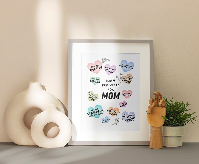 Daily Reminders for Mom Appreciation Gift Wall Decor Self Happiness ...