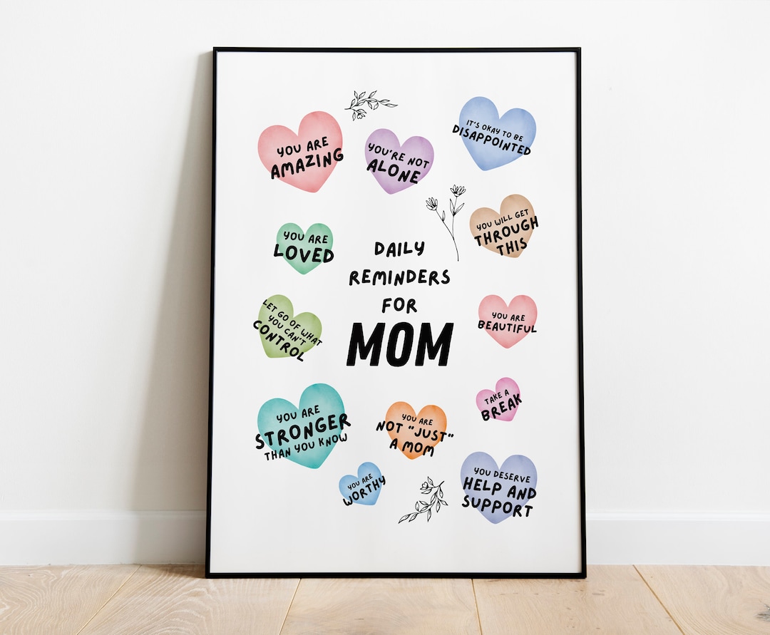 Daily Reminders for Mom Appreciation Gift Wall Decor Self Happiness ...