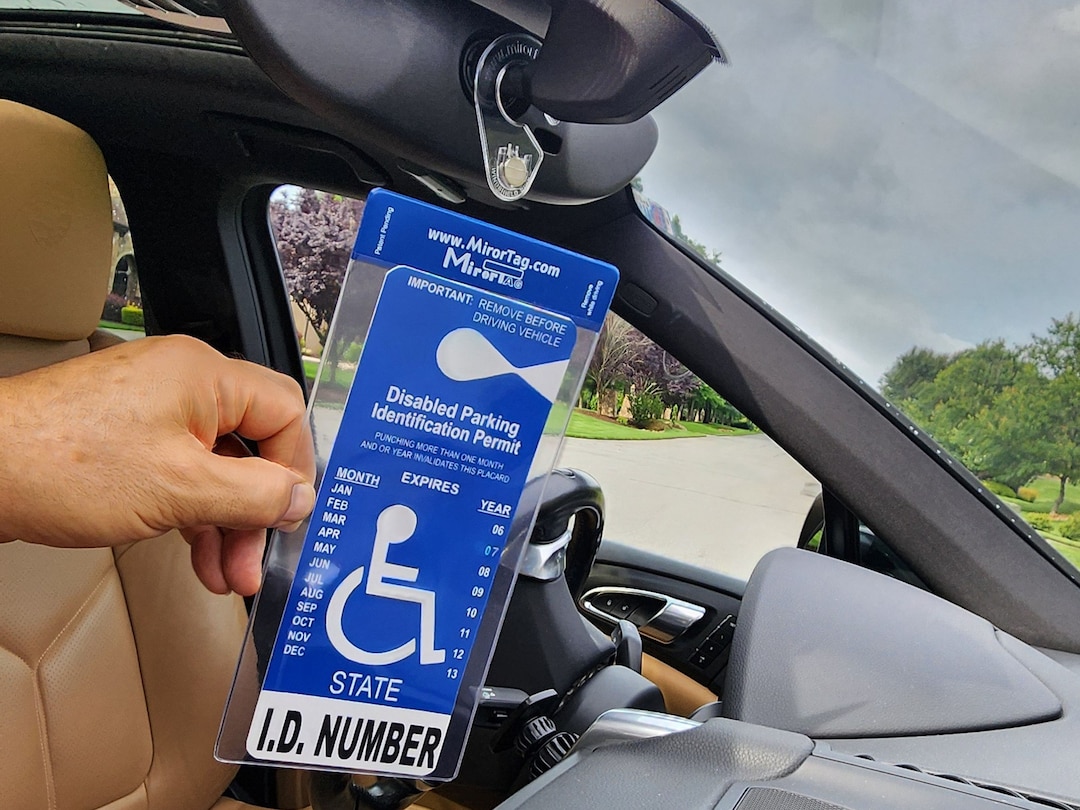 Handicap Parking Placard Holder - Mirortag Silver, Magnetically Display ...