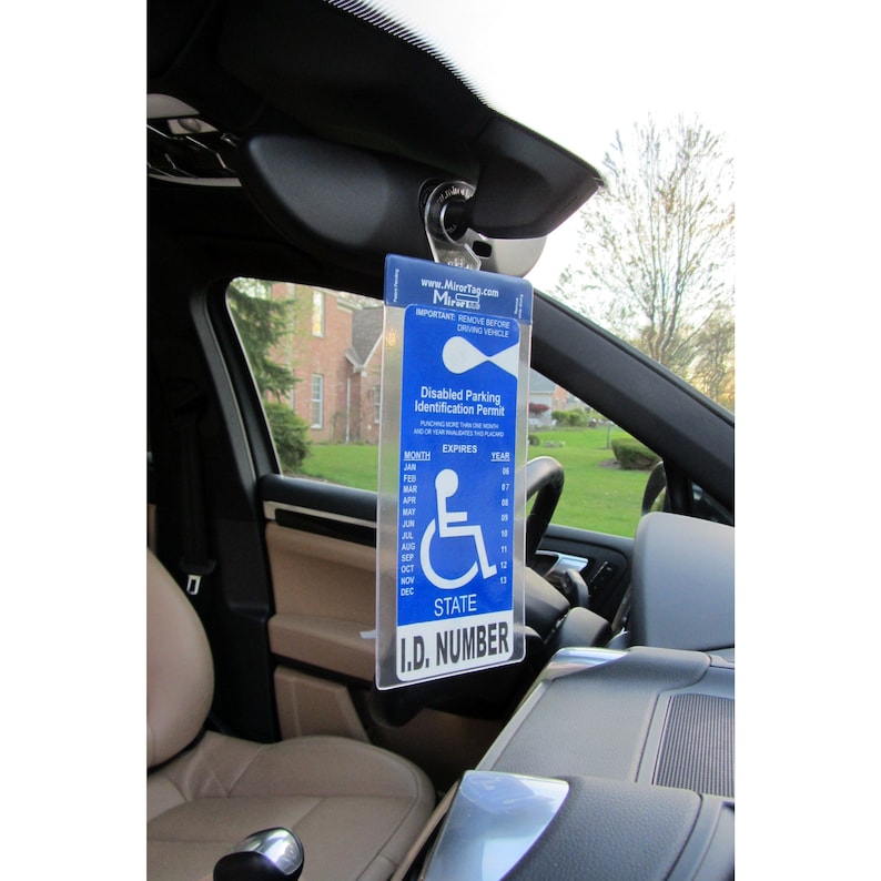 Handicap Parking Placard Holder - Mirortag Silver, Magnetically Display ...