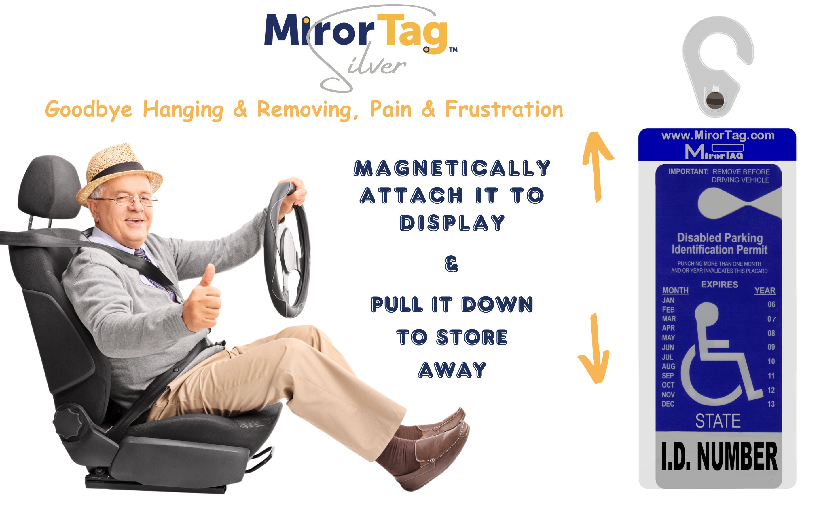 Handicap Parking Placard Holder - Mirortag Silver, Magnetically Display ...