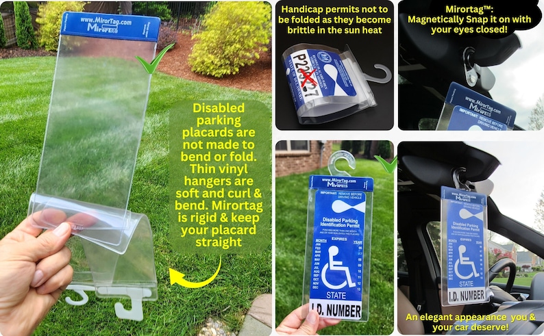 Handicap Parking Placard Holder - Mirortag Silver, Magnetically Display ...