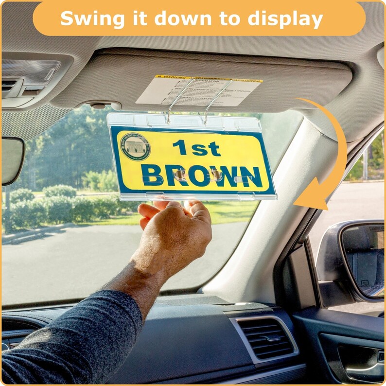 Student Pick up Permit Holder, Carpool Lane Display, Swing It Down to ...