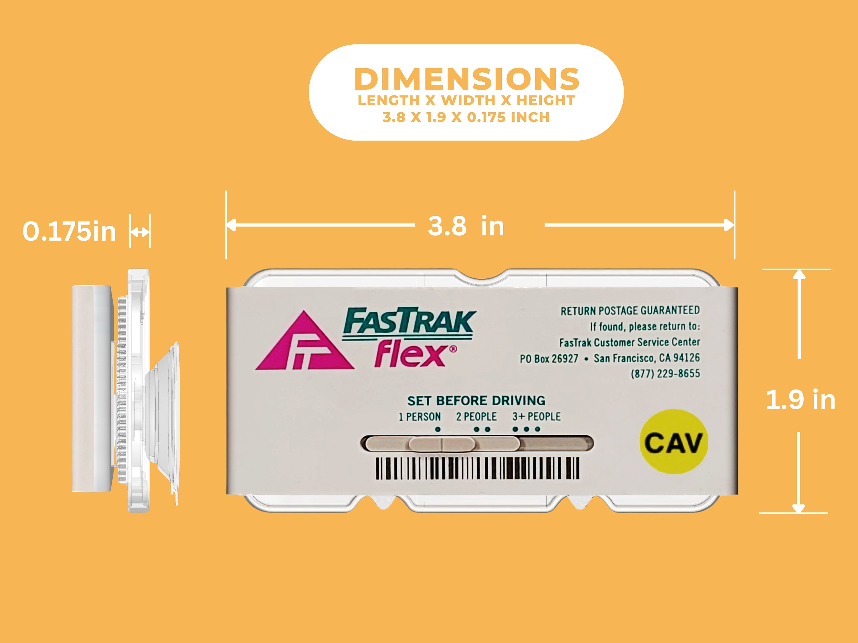 Universal Fastrak Toll Tag Holder. Clear, Fits All Fastrak Flex CAV ...