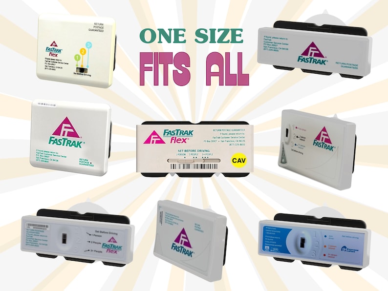 Universal Fastrak Toll Tag Holder. Clear, Fits All Fastrak Flex CAV ...