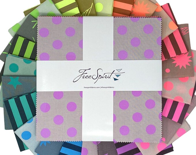 Tula Pink 10" Neon True Colors Layer Cake, Fabric Squares, Free Spirit ...