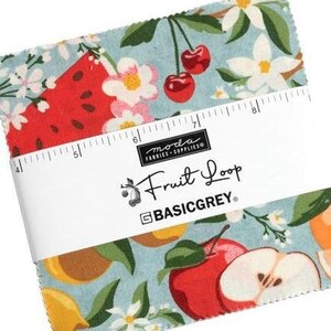 Moda Fruit Loop Fabric Charm Pack, 5" Squares, Basicgrey Fabric, Fruit Florals, 30730PP, SQ53 - Etsy