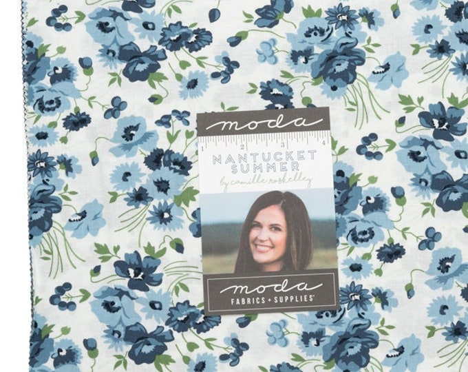Nantucket Summer, Layer Cake, 10 Fabric Squares, Moda Blue Floral ...