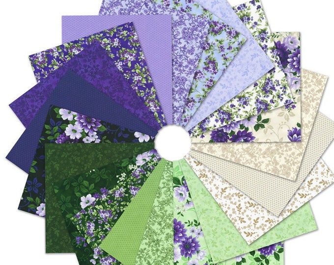 Georgina 5" Charm Squares by Flowerhouse for Robert Kaufman Fabric, Purple Florals, Charm Pack ...