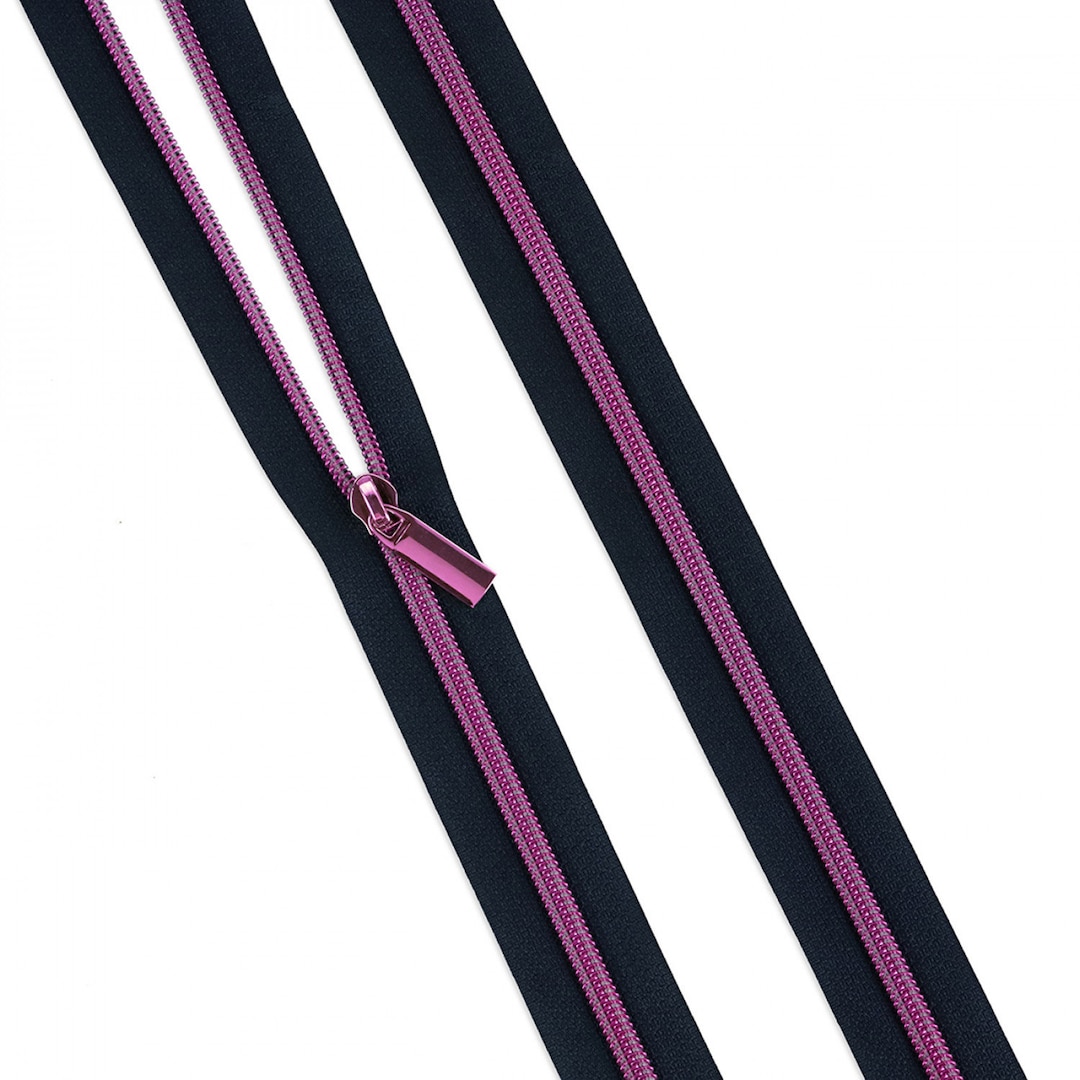 Tula Pink Navy #5 Nylon Tula Coil Zipper 3yds and 9 Pulls, Bag Hardware ...