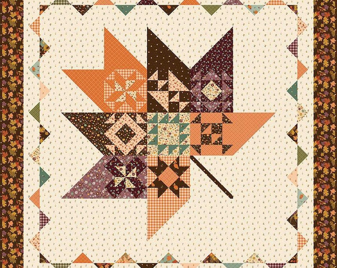 PRE-ORDER, Riley Blake Pressed Leaves Quilt Kit, the Awe of Autumn ...