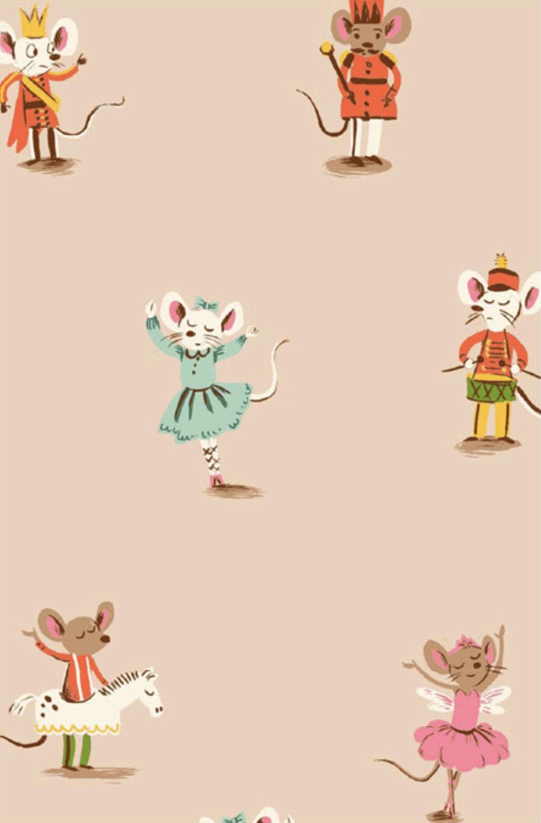 Heather Ross Studio Edit Nutcracker Mice Peach 50166D-3, Windham Fabric, 100% Cotton Fabric, #L ...