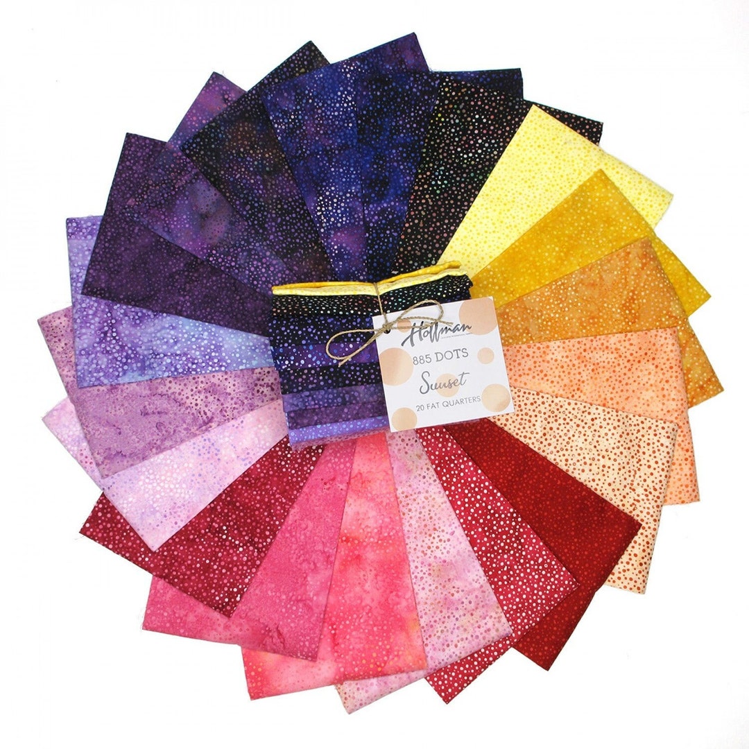 Hoffman Bali Dot Fat Quarter Bundle 885FQ-151 Sunset 20 PIECES, Precut Batiks Quilting Fabric ...