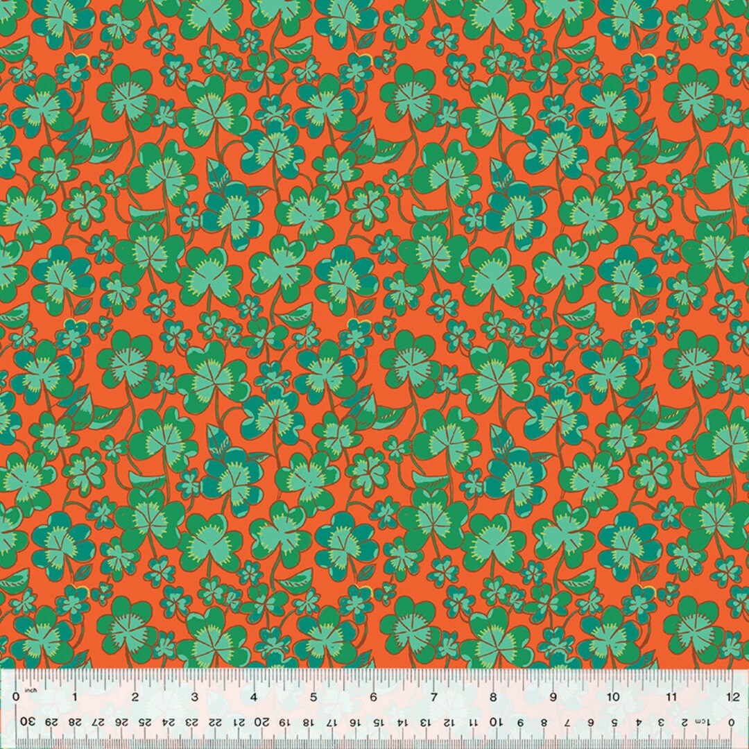Heather Ross Forestburgh Clover Rust 53847-8, Windham Fabric, Owl Frogs ...