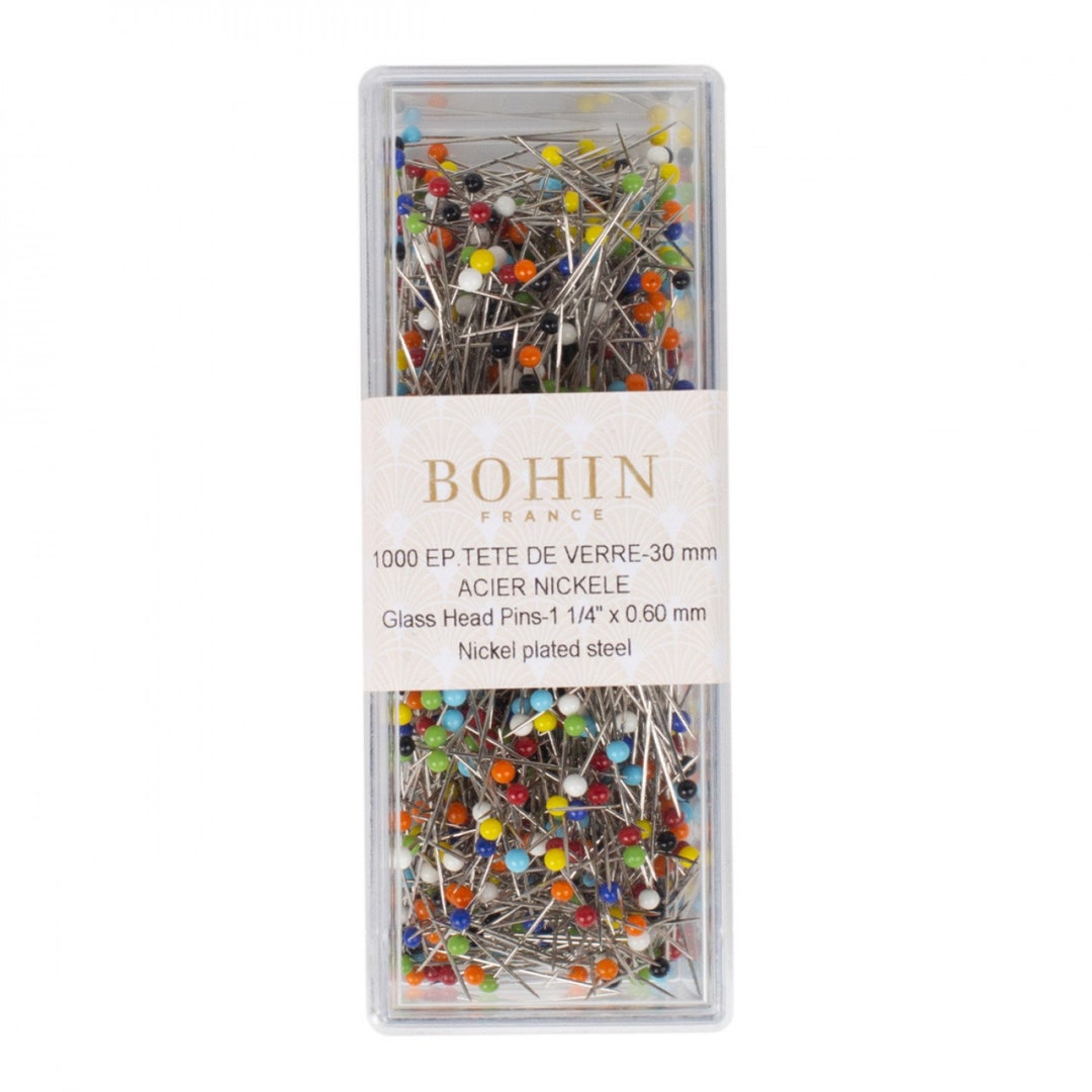 1000 BOHIN Quilting Glass Head Pin Size 20 - 1 1/4in Sewing Quilting ...