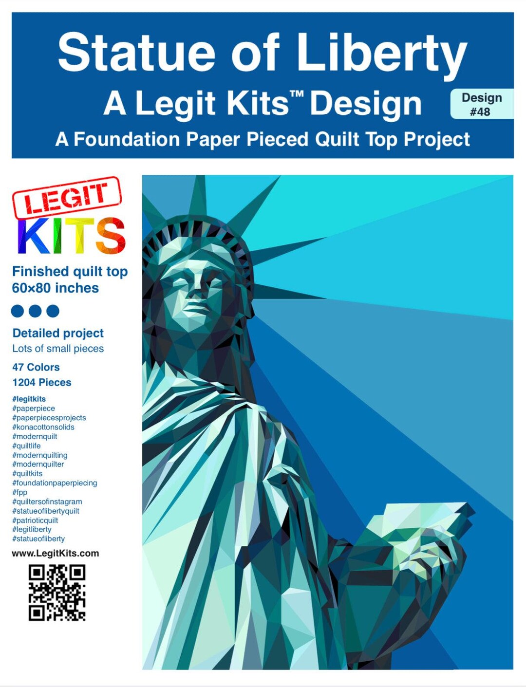 Legit Statue of Liberty Quilt Kit Pattern Foundation Paper Piecing 60 X ...