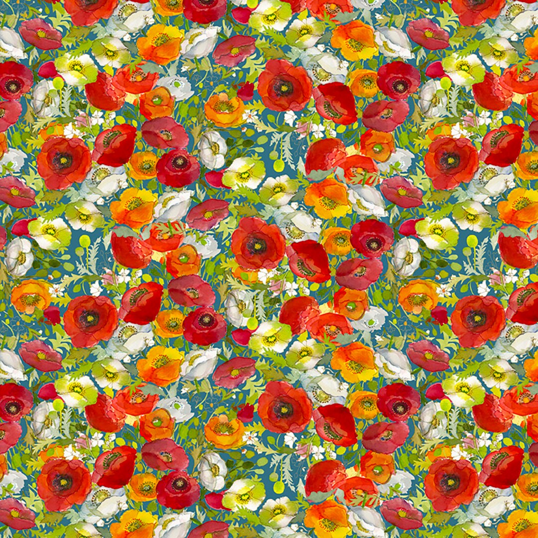 Sue Zipkin Poppy Dreams Digital Poppy Trellis Y3990-99, Clothworks ...