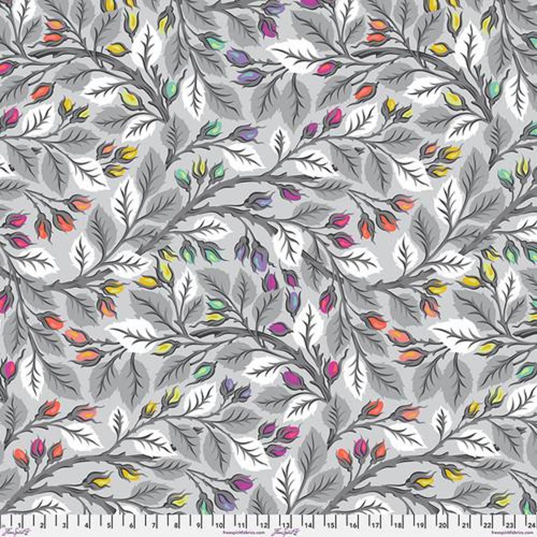 PRE-ORDER, Tula Pink Graywork Best Buds Fog, 108" Wide Back Fabric 100% ...