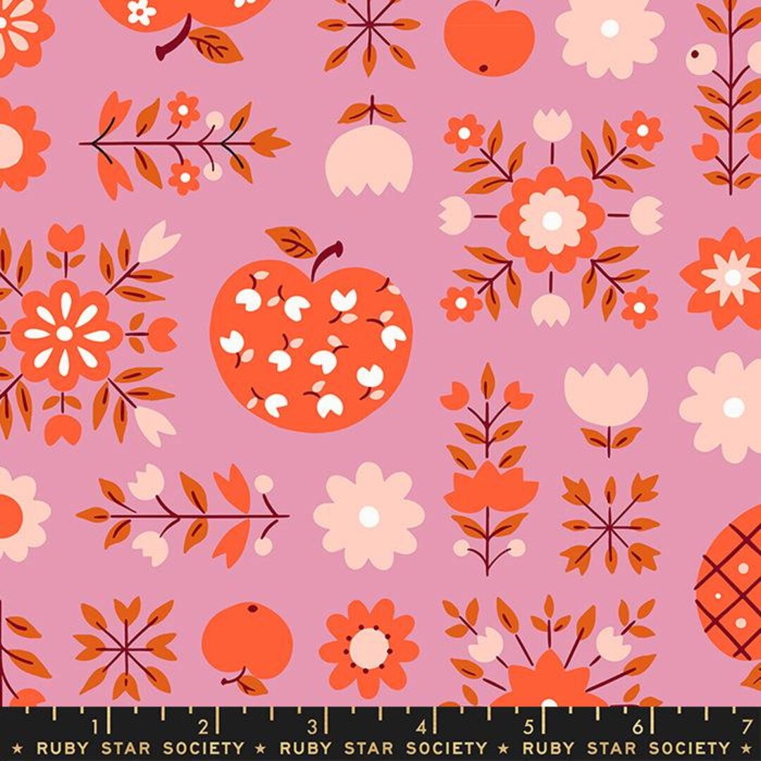 Kimberly Kight Lil Fabric, Calico Apples, RS3054-12 Kiss, Ruby Star for ...