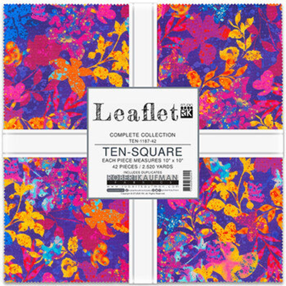 Leaflet 10 Ten Squares, Layer Cake, Robert Kaufman Fabric, TEN-1187-42 ...