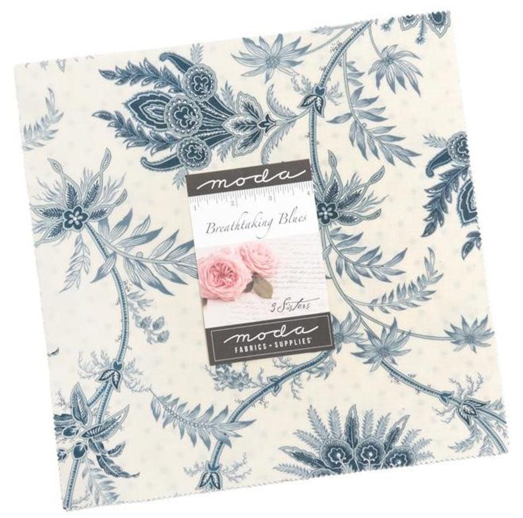 PRE-ORDER, 3 Sisters Breathtaking Blues Layer Cake, 10" Fabric Squares ...