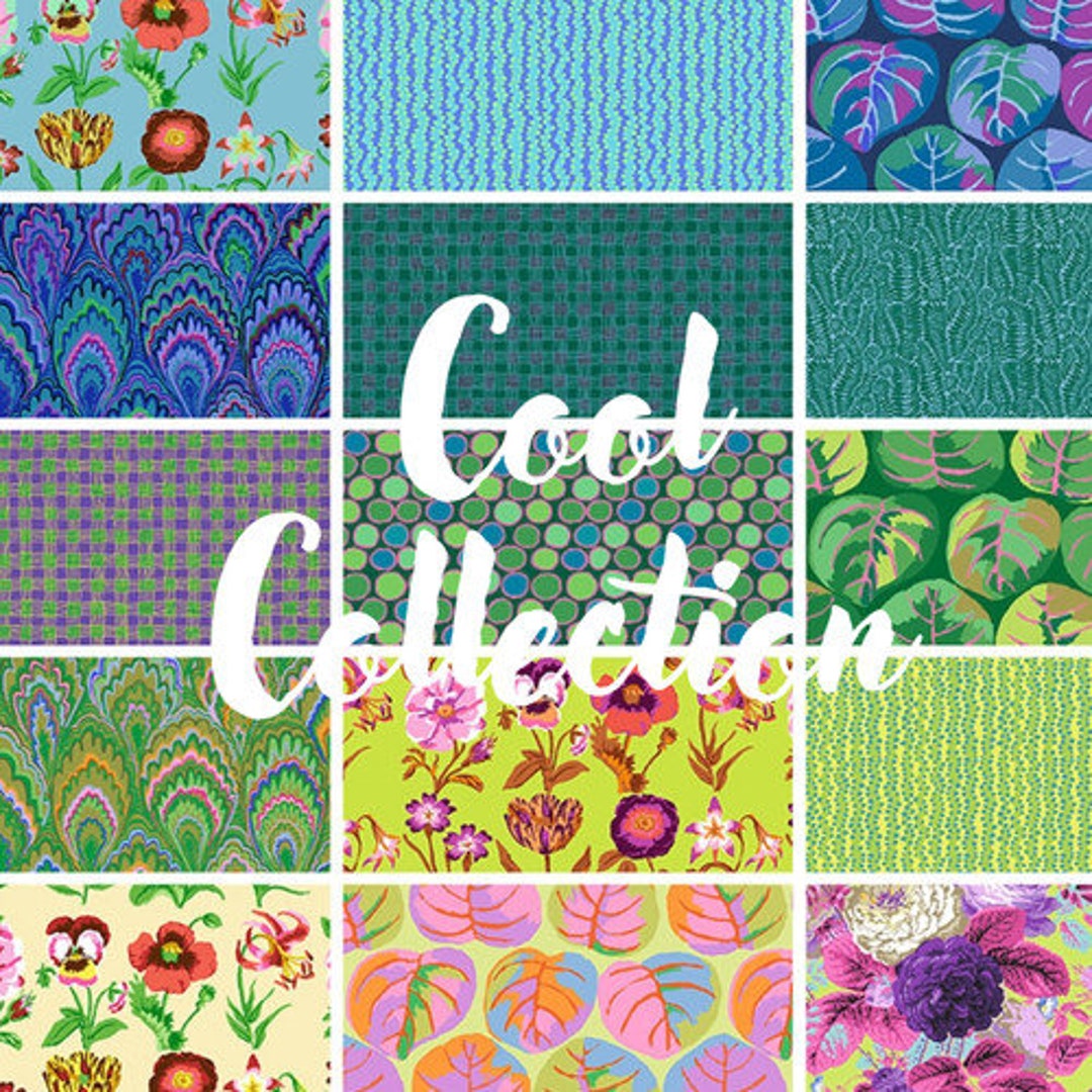 Kaffe Fassett February 2025 Cool 5" Charm Pack, Free Spirit Fabric, Precut Squares, FB6CPGP ...