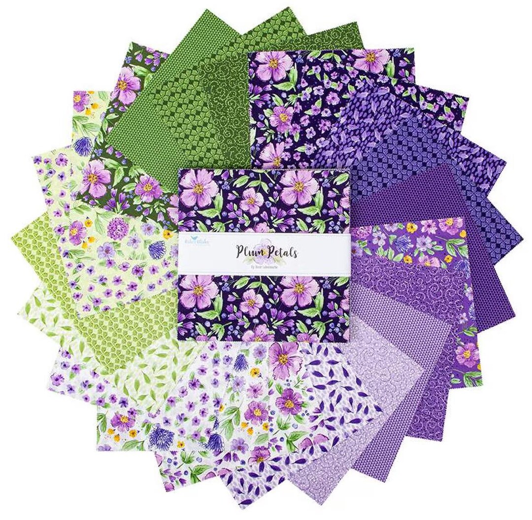 Plum Petals 10" Stacker, Fabric Squares, Riley Blake Fabric, Purple ...
