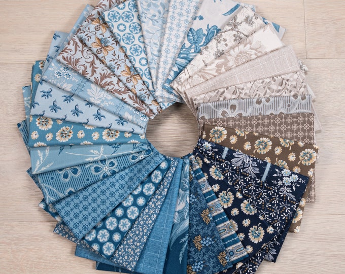 Cocoa Blue Fat Eighth Bundle, 28pc, Edyta Sitar of Laundry Basket ...