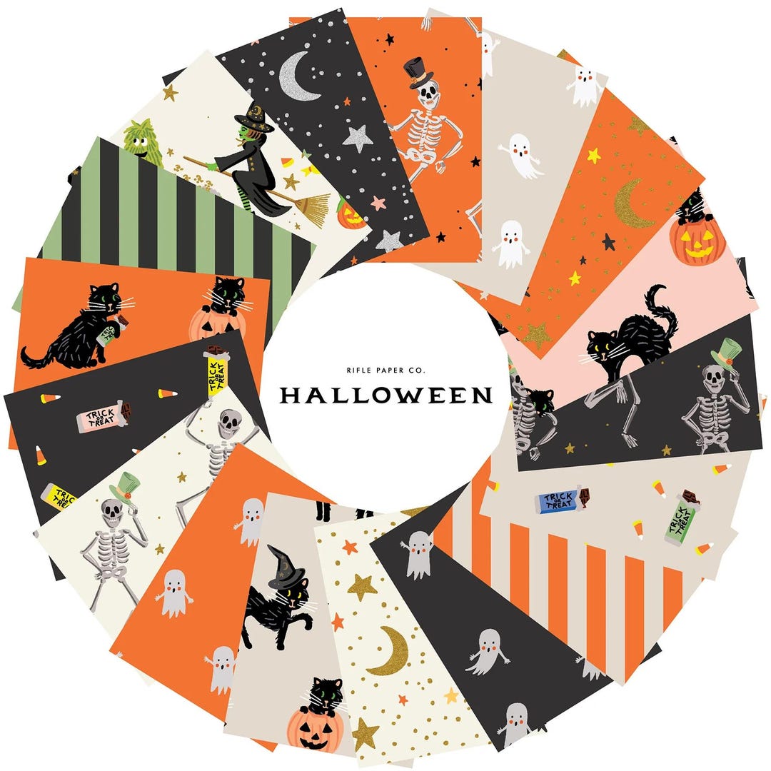 Rifle Paper Co. Halloween Bundle Fat Quarter Bundle Fabric, 17pc, Black ...