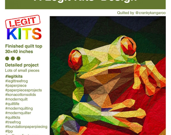 Legit Tree Frog Quilt Kit Pattern Foundation Paper Piecing 30 X 40 ...