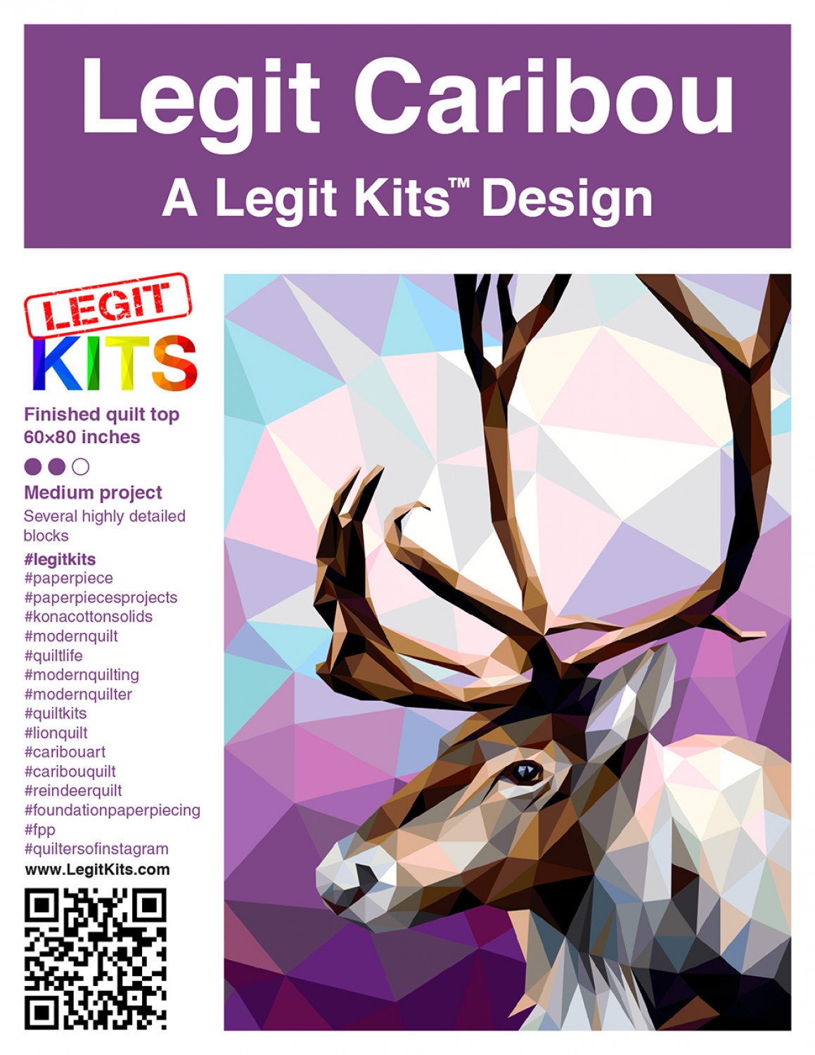 Legit Caribou Quilt Kit Pattern Foundation Paper Piecing 60 X 80 ...