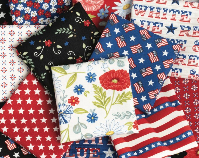 Red, White and Bloom Fat Quarter Bundle, 25pc, Deb Strain for Moda ...