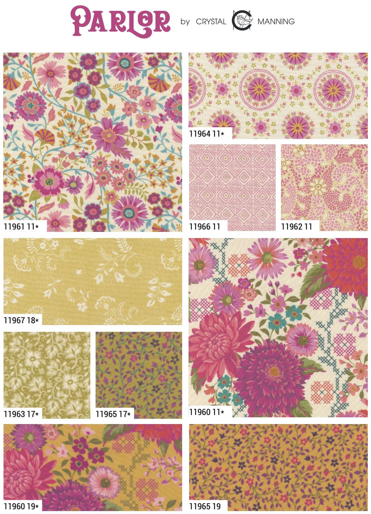 Moda Parlor Charm Pack, 5" Fabric Squares, Crystal Manning Fabric ...