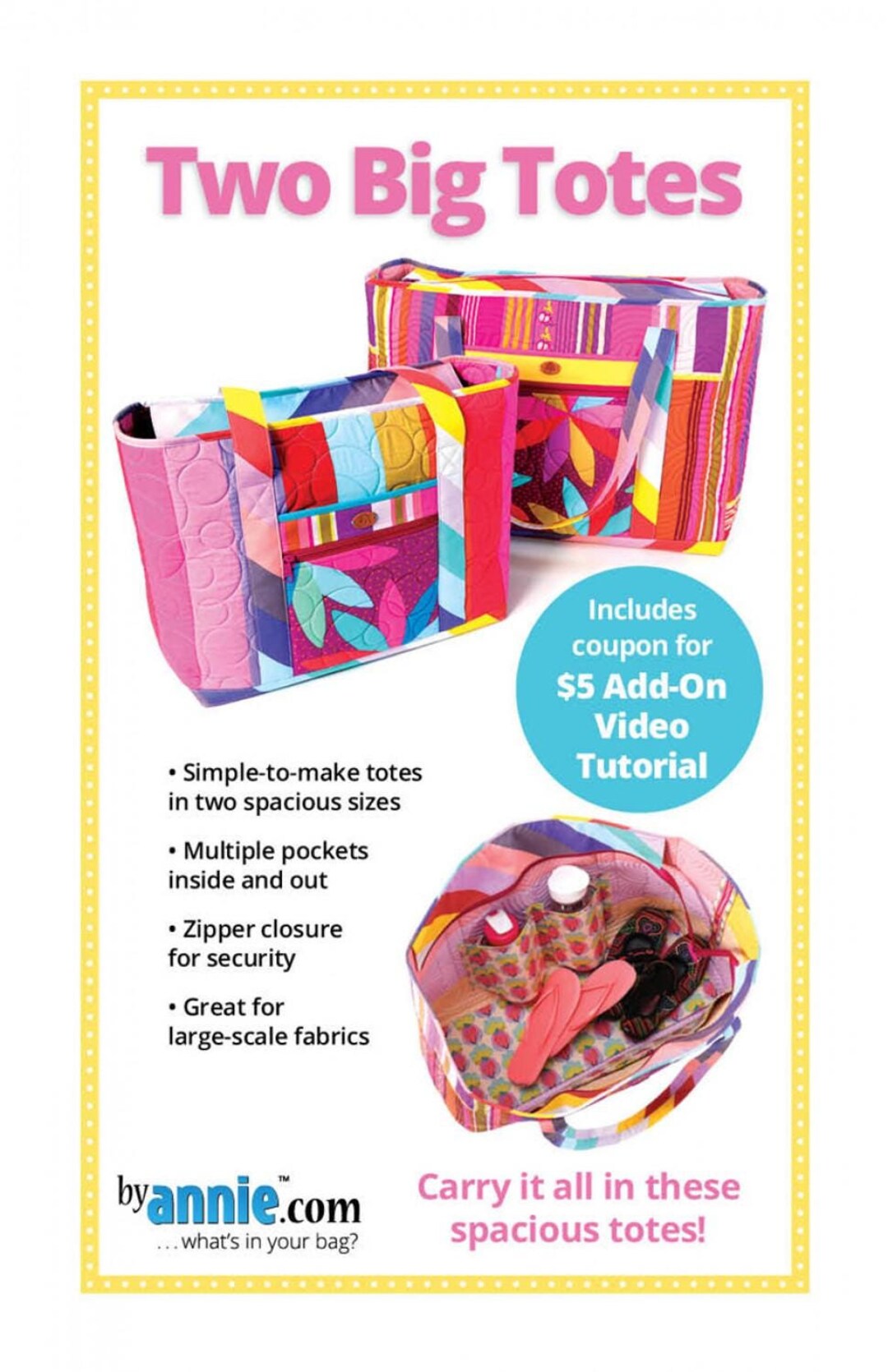 By Annie Two Big Totes Pattern, Storage Organizer Bag Pattern, Modern ...