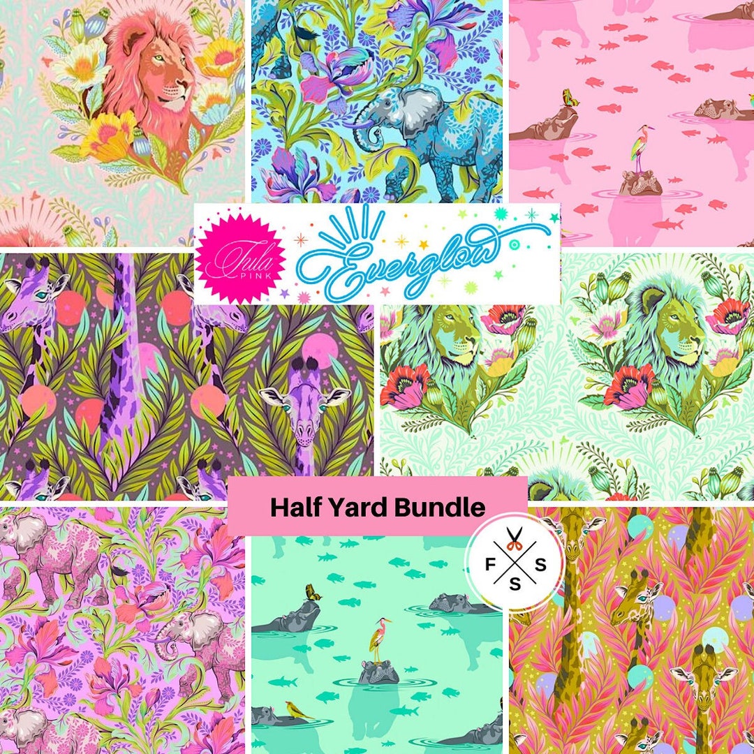 Tula Pink Everglow Half Yard Bundle, Entire Collection 8 Pieces, Free ...